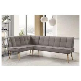 Eckbank exxpo - SOFA FASHION "Latte", latte, B:234cm H:95cm T:156cm, 94% PES, 6% NY, Sitzb&auml;nke, Eckbank, moderne Sitz- und R&uuml;ckensteppung, bequem und elegant, hoher Holzfu&szlig;