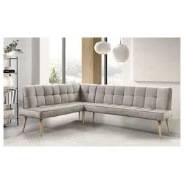 Eckbank exxpo - SOFA FASHION "Latte", sand, B:254cm H:95cm T:196cm, 100% PES, Sitzb&auml;nke, Eckbank, moderne Sitz- und R&uuml;ckensteppung, bequem und elegant, hoher Holzfu&szlig;