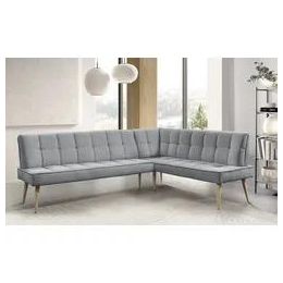 Eckbank exxpo - SOFA FASHION "Latte", silber, B:254cm H:95cm T:196cm, 94% PES, 6% NY, Sitzb&auml;nke, Eckbank, moderne Sitz- und R&uuml;ckensteppung, bequem und elegant, hoher Holzfu&szlig;