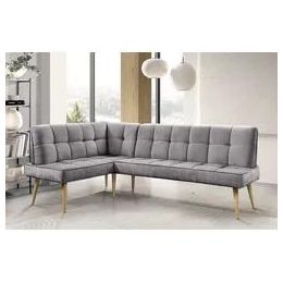 Eckbank exxpo - SOFA FASHION "Latte", cappuccino, B:234cm H:95cm T:156cm, 100% PES, Sitzb&auml;nke, Eckbank, moderne Sitz- und R&uuml;ckensteppung, bequem und elegant, hoher Holzfu&szlig;