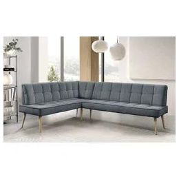 Eckbank exxpo - SOFA FASHION "Latte", antrazith, B:254cm H:95cm T:196cm, 94% PES, 6% NY, Sitzb&auml;nke, Eckbank, moderne Sitz- und R&uuml;ckensteppung, bequem und elegant, hoher Holzfu&szlig;