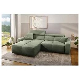 Jockenh&ouml;fer Ecksofa JOCKENH&Ouml;FER GRUPPE "Unos L-Form, B: 299 cm, mit 60 cm elektr. Sitztiefenverstellung", gr&uuml;n (salbei, gr&uuml;n), B:299cm T:211cm, Korpus: 100% Polyester;Kissen: 100% Polyester, Sofas, Ecksofa, 140kg Belastbarkeit, USB-Anschluss, Kopfteilverstellung & Zierkissen