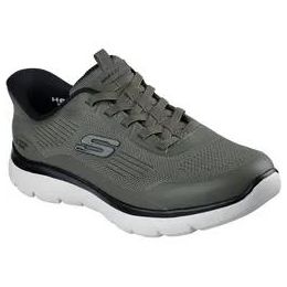 Slip-On Sneaker Skechers "SUMMITS-LEYTER", Herren, Gr. 48,5, oliv, schwarz, Synthetik, Textil, Schuhe, Slipper, Schn&uuml;rschuh mit Handsfree Slip-Ins Funktion