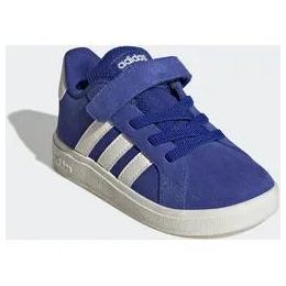 Klettschuh Adidas SPORTSWEAR "GRAND COURT 2.0 KIDS", Kinder, Gr. 24, wei&szlig; (semi lucid blau, sanftes wei&szlig;, core schwarz), Leder, Synthetik, Textil, Schuhe Klettschuh, f&uuml;r Kinder, mit Klettverschluss