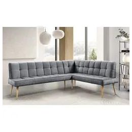 Eckbank exxpo - SOFA FASHION "Latte", antrazith, B:254cm H:95cm T:196cm, 100% PES, Sitzb&auml;nke, Eckbank, moderne Sitz- und R&uuml;ckensteppung, bequem und elegant, hoher Holzfu&szlig;
