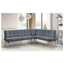 Eckbank exxpo - SOFA FASHION "Latte", antrazith, B:254cm H:95cm T:196cm, 94% PES, 6% NY, Sitzb&auml;nke, Eckbank, moderne Sitz- und R&uuml;ckensteppung, bequem und elegant, hoher Holzfu&szlig;