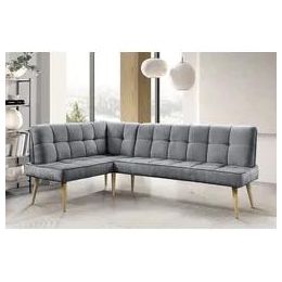 Eckbank exxpo - SOFA FASHION "Latte", antrazith, B:234cm H:95cm T:156cm, 100% PES, Sitzb&auml;nke, Eckbank, moderne Sitz- und R&uuml;ckensteppung, bequem und elegant, hoher Holzfu&szlig;