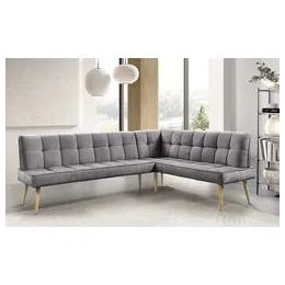 Eckbank exxpo - SOFA FASHION "Latte", cappuccino, B:254cm H:95cm T:196cm, 100% PES, Sitzb&auml;nke, Eckbank, moderne Sitz- und R&uuml;ckensteppung, bequem und elegant, hoher Holzfu&szlig;