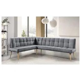 Eckbank exxpo - SOFA FASHION "Latte", antrazith, B:254cm H:95cm T:196cm, 100% PES, Sitzb&auml;nke, Eckbank, moderne Sitz- und R&uuml;ckensteppung, bequem und elegant, hoher Holzfu&szlig;
