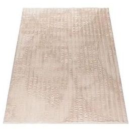 Hochflor-Teppich Paco Home "Arnheim 743", beige (creme), B:80cm H:27mm L:150cm, Polyester, Teppiche, Uni Farben, Wellen Muster, besonders weich, Hoch-Tief Effekt