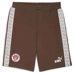 Sporthose Puma "FC St. Pauli KING Sweat-Shorts Herren", Kinder, Gr. S, Normalgr&ouml;&szlig;en, espresso braun wei&szlig;, Obermaterial: 100% Baumwolle. Taschenfutter: 100% Baumwolle. Besatz: 100% Polyester, unifarben, regular fit, Hosen Sporthose