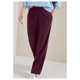 Stoffhose Cecil, Damen, Gr. S, L&auml;nge 30, grape rot, Web, 66% Baumwolle, 30% Polyester, 4% Elasthan, unifarben, loose fit lang, Hosen Stoffhose, mit Wide Legs