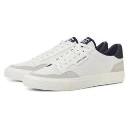 Jack & Jones Sneaker JACK & JONES "JFWMORDEN", Herren, Gr. 43, wei&szlig;, blau, Lederimitat, Textil, Schuhe Sneaker, mit Farbeins&auml;tzen