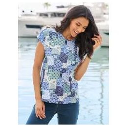 Print-Shirt CLASSIC BASICS "Print-Shirt", Damen, Gr. 44, ecru, jade, bedruckt, 100% Baumwolle, gemustert, Rundhals, Shirts