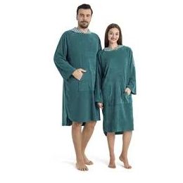 Badeponcho Kangaroos "Dalia Surfponcho, ideal f&uuml;r Sauna, Spa & im Urlaub" Gr. S, smaragd, L:108cm, Veloursfrottier, Hausm&auml;ntel, weich, Uni-Farben mit Streifen, leicht, Unisex, f&uuml;r Damen und Herren