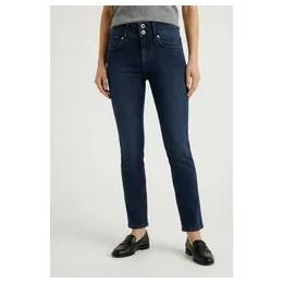 Slim-fit-Jeans Pepe Jeans "GEN PUSH UP", Damen, Gr. 27, L&auml;nge 32, dunkelblau, Denim/Jeans, Obermaterial: 84% Baumwolle, 15% Polyester, 1% Elasthan, slim fit lang, Jeans Slim-fit-Jeans, mit doppeltem Knopfverschluss, Mid Waist