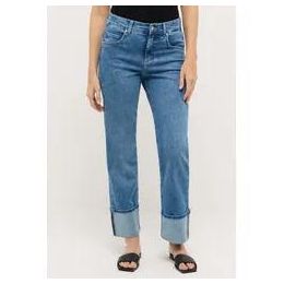 Straight-Jeans Angels "LARA TU", Damen, Gr. 46, L&auml;nge 30, light blau random used, Denim/Jeans, Obermaterial: 91% Baumwolle, 6% Polyester, 3% Elasthan, straight fit lang, Jeans Straight-Jeans, mit umgeschlagenem Bein