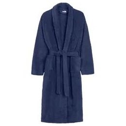 Unisex-Bademantel HIP "HIP Bathrobe uni - Blue" Gr. XL, blau, L:117cm, Walkfrottee, Hausm&auml;ntel, Schalkragen, G&uuml;rtel, Taschen, Baumwolle, Frottee, Weich
