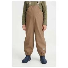 Regenhose Wheat "Rainwear Charlo Overall", M&auml;dchen, Gr. 116, N-Gr, braun (hazel), Web, Obermaterial: 100% Polyester, unifarben, regular fit kn&ouml;chellang, Hosen Regenhose, wasserdicht
