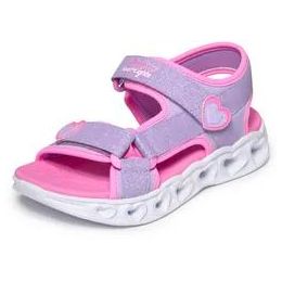 Sandale Skechers "HEART LIGHTS SANDALS", M&auml;dchen, Gr. 37, violett, Lederimitat, Glitzer, Schuhe Sandale, Sommerschuh mit Klettverschluss, Gr&ouml;&szlig;enschablone zum Download