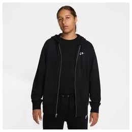 Kapuzensweatshirt Nike SPORTSWEAR "M NK CLUB FT FZ HOODIE", Herren, Gr. L, schwarz, schwarz, wei&szlig;, Obermaterial: 80% Baumwolle, 20% Polyester, normal, Rundhals, Sweatshirts, mit Kapuze, Rundhalsausschnitt