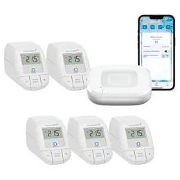 homematic IP Heizk&ouml;rperthermostat "Starter Bundle Heizen Basic f&uuml;r 5 Heizk&ouml;rper", wei&szlig;, B:31cm H:12cm T:37cm, Heizk&ouml;rperthermostate