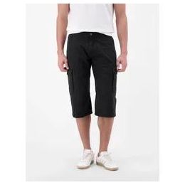 Cargoshorts Lerros "Bermuda mit Cargotaschen, lang geschnitten", Herren, Gr. 31, schwarz graphite, 100% Baumwolle, Hosen