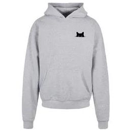 Kapuzenpullover Merchcode "Merchcode Halloween - Cat Hoody", Herren, Gr. XXL, grau, 100% Baumwolle, mehrfarbig, oversize, ohne Ausschnitt, Pullover Kapuzenpullover