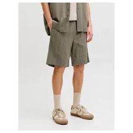 Jack & Jones Shorts JACK & JONES "JPSTJAIDEN TYSON JOGGER SHORT SRT SN", Herren, Gr. S, N-Gr, vetiver, Web, Obermaterial: 100% Baumwolle, unifarben, kniefrei, Hosen Shorts, Baumwolle, regular fit