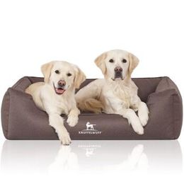 Knuffelwuff Orthop&auml;disches Wasserabweisendes Hundebett Leon aus Velours mit Handwebcharakter braun/ grau XXL