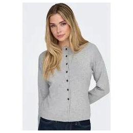 Strickjacke Only "ONLLUCY LS O-NECK CARDIGAN EX KNT", Herren, Gr. XS, light grau melange detail:dunkelgrau buttons, Strick, Obermaterial: 50% Polyester, 36% Viskose, 14% Nylon, unifarben, regular fit normal, Rundhals, Strickjacken Strickjacke, Materialmix, regular fit, Rundhals