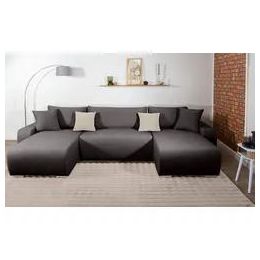 Wohnlandschaft Collection AB "Paola U-Form, B: 314 cm", anthrazit, B:314cm H:41cm T:169cm, 100%Polyester, Sofas, Wohnlandschaft, Bettfunktion, Bettkasten & 4 Zierkissen, Federkern, Topseller