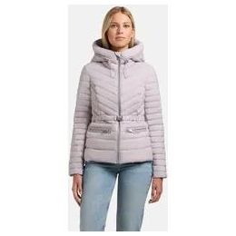 Outdoorjacke Khujo "Lorella", Damen, Gr. M (38), raindrops lila, Obermaterial: 100% Nylon. Innenfutter: 100% Nylon. Wattierung: 100% Polyester, figurbetont h&uuml;ftbedeckend, hoch geschlossener Ausschnitt, &Auml;rmel ohne &Auml;rmelschlitz abgesteppte Kante, Jacken Outdoorjacke, &Uuml;bergangsjacke mit Kapuze und Tailleng&uuml;rtel