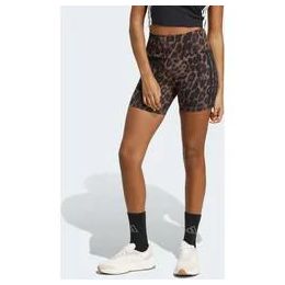 Shorts Adidas SPORTSWEAR "SEASONAL ESSENTIALS BIKER MIT LEOPARDENPRINT UND 3-STREIFEN", Damen, Gr. XXL, N-Gr, multicolor, earth strata, normal, gr., Obermaterial: 90% Baumwolle, 10% Elasthan, Hosen Shorts