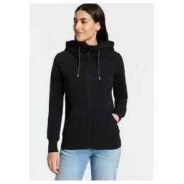 Kapuzensweatjacke Ragwear "NESKIA ZIP B O", Damen, Gr. 3XL, schwarz, Sweatware, Obermaterial: 95% Baumwolle, 5% Elasthan, unifarben, h&uuml;ftlang, Rundhals, Rippb&uuml;ndchen, Sweatjacken, mit hochgeschnittener Kapuze mit Kordel