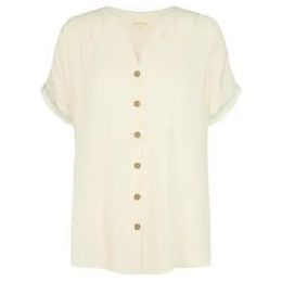 Hemdbluse RAFFYA "Juneeta Crop Sleeve Shirt In Cream Damen", Damen, Gr. 36, cream, 100% Baumwolle, Blusen Hemdbluse