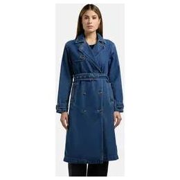 Langmantel Khujo "Hera", Damen, Gr. XL (42), mid blau, Obermaterial: 100% Baumwolle. Futter: 100% Polyester, tailliert kniebedeckend, V-Ausschnitt, &Auml;rmel ohne &Auml;rmelschlitz abgesteppte Kante, M&auml;ntel, Trenchcoat aus Jeans