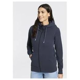 Kapuzensweatjacke Ragwear "NESKIA ZIP B O", Damen, Gr. L, navy, Sweatware, Obermaterial: 95% Baumwolle, 5% Elasthan, unifarben, h&uuml;ftlang, Rundhals, Rippb&uuml;ndchen, Sweatjacken, mit hochgeschnittener Kapuze mit Kordel