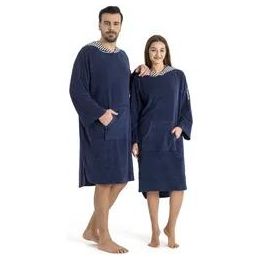Badeponcho Kangaroos "Dalia Surfponcho, ideal f&uuml;r Sauna, Spa & im Urlaub" Gr. XXL, marine, L:128cm, Veloursfrottier, Hausm&auml;ntel, weich, Uni-Farben mit Streifen, leicht, Unisex, f&uuml;r Damen und Herren