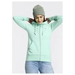 Kapuzensweatjacke Ragwear "NESKIA ZIP B O", Damen, Gr. L, lagoon gr&uuml;n, Sweatware, Obermaterial: 95% Baumwolle, 5% Elasthan, unifarben, h&uuml;ftlang, Rundhals, Rippb&uuml;ndchen, Sweatjacken, mit hochgeschnittener Kapuze mit Kordel