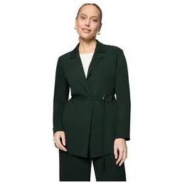 Jackenblazer Zero "Damen strukturiert mit Bindedetail", Damen, Gr. 40, gr&uuml;n forest, Obermaterial: 100% Polyester; Futter: 100% Polyester, Strukturmuster, figurbetont normal, Blazer, Schnalle