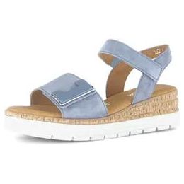Keilsandalette Gabor "GENUA", Damen, Gr. 40, jeansblau, Ziegenveloursleder, unifarben, Schuhe, Riemchensandale, Komfortschuh, Schmuckelement, G-Weite