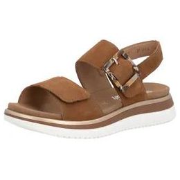 Plateausandale Remonte, Damen, Gr. 43, braun, Ziegenveloursleder, unifarben, Schuhe, Sommerschuh, Sandalette, Klettschuh mit Lite ́n Soft-Ausstattung
