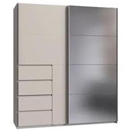Schwebet&uuml;renschrank wimex "Bali in den Breiten 180cm, 225cm & 270cm, Kleiderschrank mit Spiegel", kaschmir, spiegel, griffe kaschmir, B:180cm H:208cm T:64cm, Holzwerkstoff, Schr&auml;nke, Schwebet&uuml;renschrank, erh&auml;ltlich in der Farbe: Kaschmir, Schrank mit 4 Schubladen