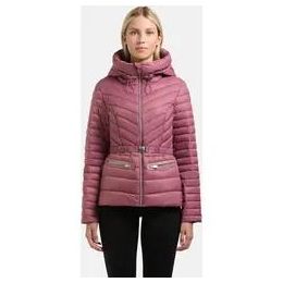 Outdoorjacke Khujo "Lorella", Damen, Gr. L (40), fuchsia, Obermaterial: 100% Nylon. Innenfutter: 100% Nylon. Wattierung: 100% Polyester, figurbetont h&uuml;ftbedeckend, hoch geschlossener Ausschnitt, &Auml;rmel ohne &Auml;rmelschlitz abgesteppte Kante, Jacken Outdoorjacke, &Uuml;bergangsjacke mit Kapuze und Tailleng&uuml;rtel
