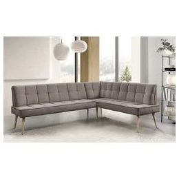 Eckbank exxpo - SOFA FASHION "Latte", latte, B:254cm H:95cm T:196cm, 94% PES, 6% NY, Sitzb&auml;nke, Eckbank, moderne Sitz- und R&uuml;ckensteppung, bequem und elegant, hoher Holzfu&szlig;