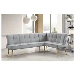Eckbank exxpo - SOFA FASHION "Latte", silber, B:234cm H:95cm T:156cm, 94% PES, 6% NY, Sitzb&auml;nke, Eckbank, moderne Sitz- und R&uuml;ckensteppung, bequem und elegant, hoher Holzfu&szlig;