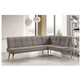 Eckbank exxpo - SOFA FASHION "Latte", latte, B:234cm H:95cm T:156cm, 94% PES, 6% NY, Sitzb&auml;nke, Eckbank, moderne Sitz- und R&uuml;ckensteppung, bequem und elegant, hoher Holzfu&szlig;