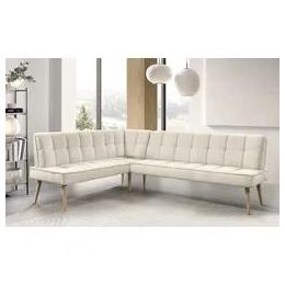 Eckbank exxpo - SOFA FASHION "Latte", beige, B:254cm H:95cm T:196cm, 94% PES, 6% NY, Sitzb&auml;nke, Eckbank, moderne Sitz- und R&uuml;ckensteppung, bequem und elegant, hoher Holzfu&szlig;