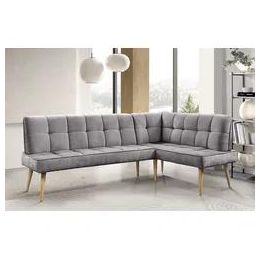 Eckbank exxpo - SOFA FASHION "Latte", cappuccino, B:234cm H:95cm T:156cm, 100% PES, Sitzb&auml;nke, Eckbank, moderne Sitz- und R&uuml;ckensteppung, bequem und elegant, hoher Holzfu&szlig;